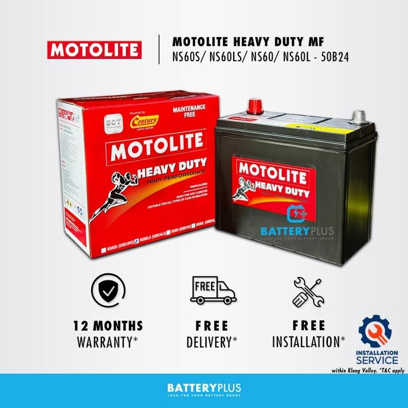 NS60S | NS60LS | NS60 | NS60L 50B24 Motolite Heavy Duty MF Car Battery ...