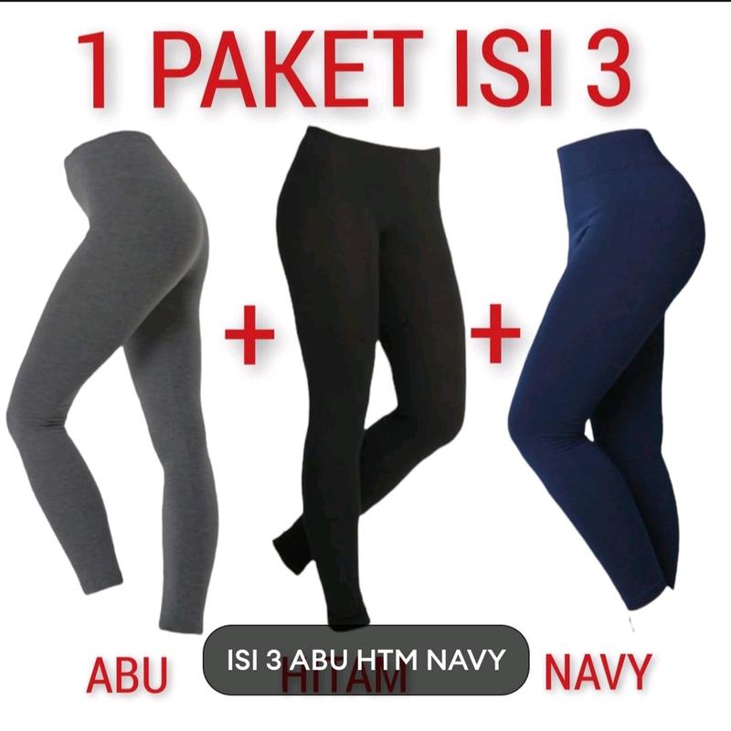 PAKET HEMAT 3pcs LEGGING Wanita Panjang bahan spandex Dalaman - Shop ...