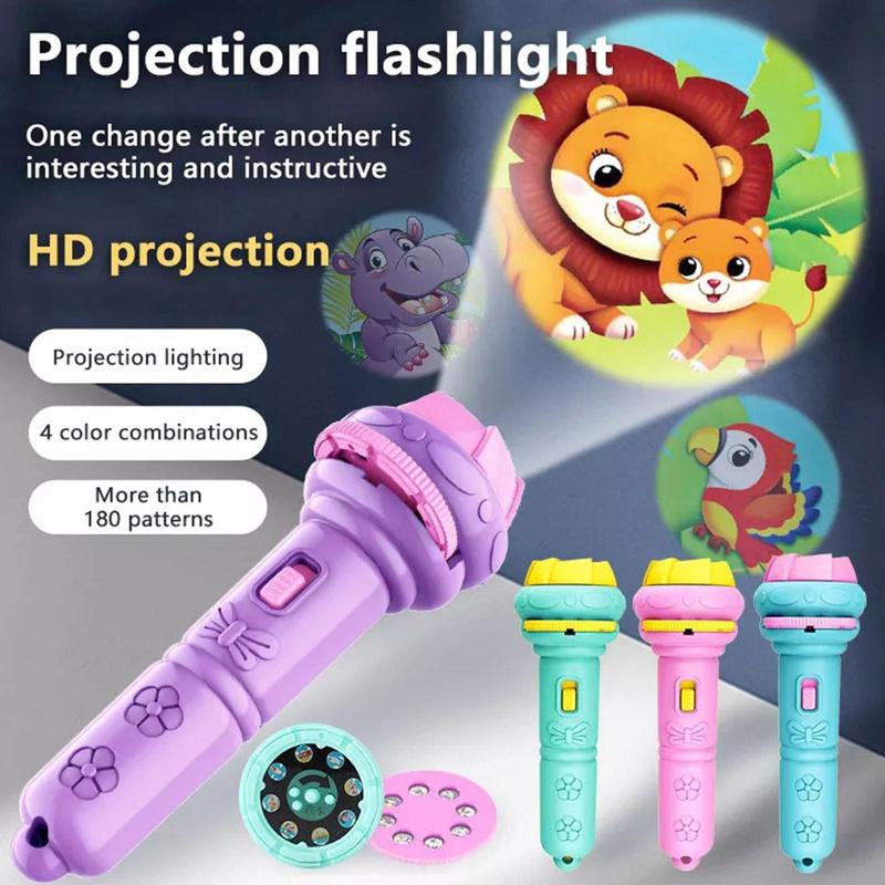 Children's Luminous Projection Flashlight Mini Projector Replaceable ...
