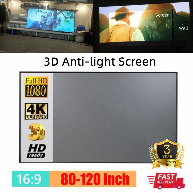 Skrin Projektor, Resolusi 3D HD, Diperbuat daripada Logam, Tirai Anti ...