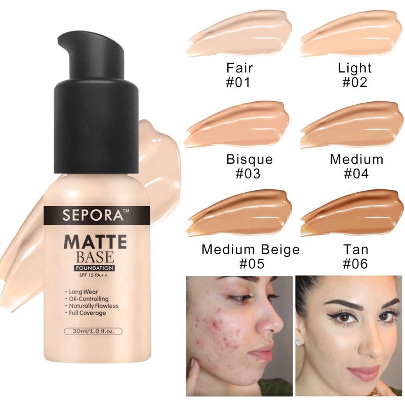 6 Colors Matte Liquid Foundation Base SPF15 PA++ Moisturizin - TikTok ...