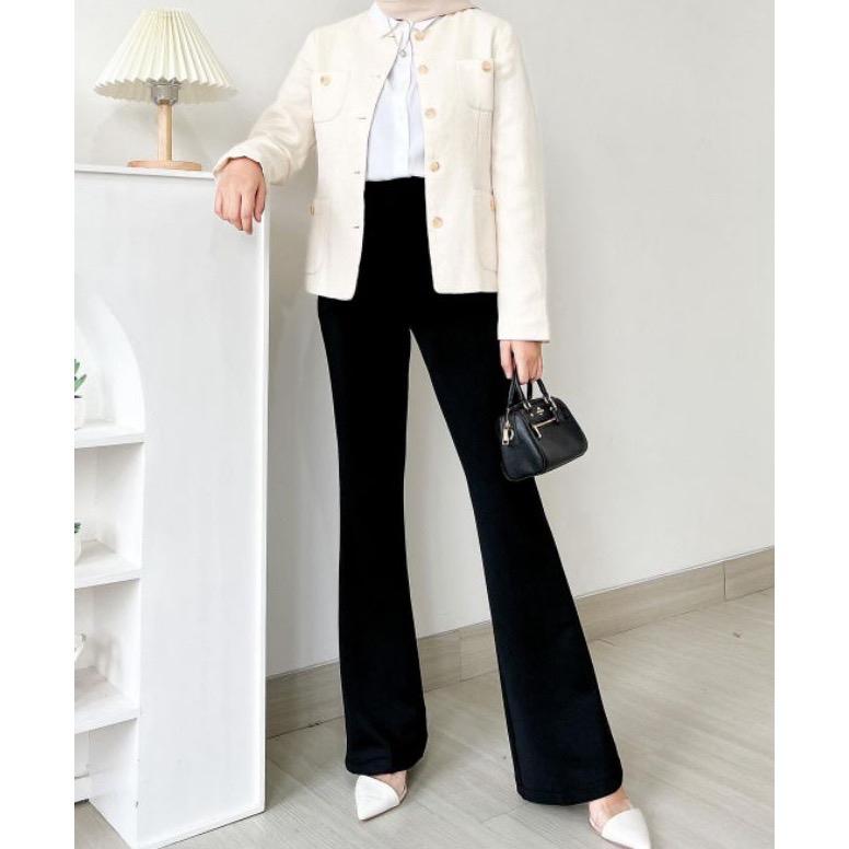 Celana Highwaist/ Flare Pants Celana Panjang Wanita Cutbray Kain Scuba ...