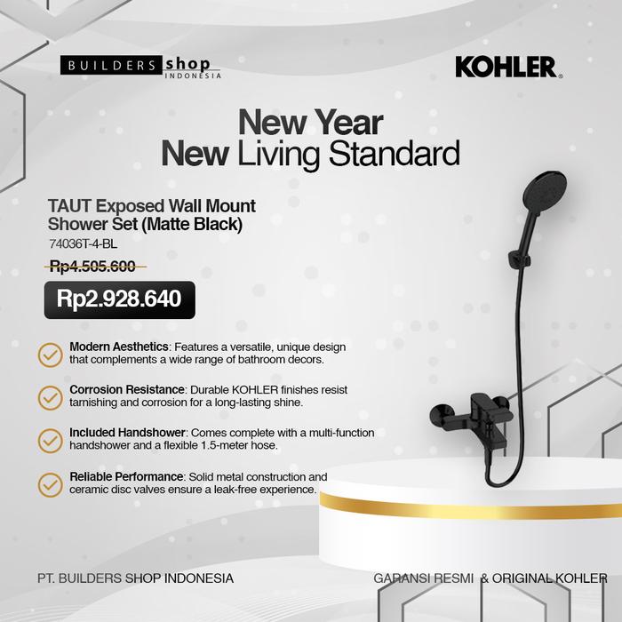 Promo KOHLER - Taut Exposed Wall Mount Matt Black Shower Set K-74036T-4 ...