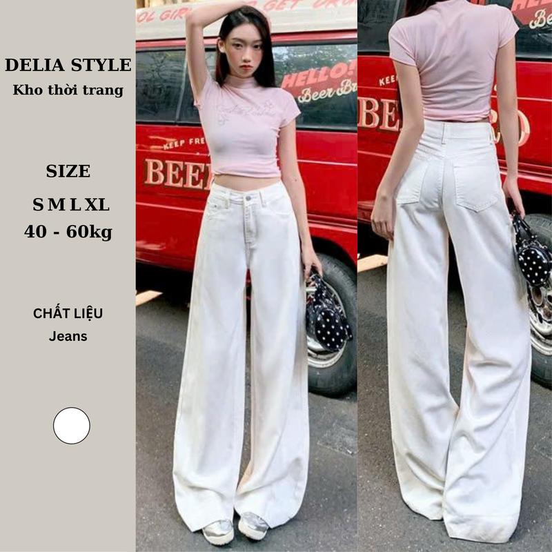 DELIA STYLE - Quần Jeans Nữ TRẮNG Ống Loe Form Rộng Dài 103c - TikTok ...
