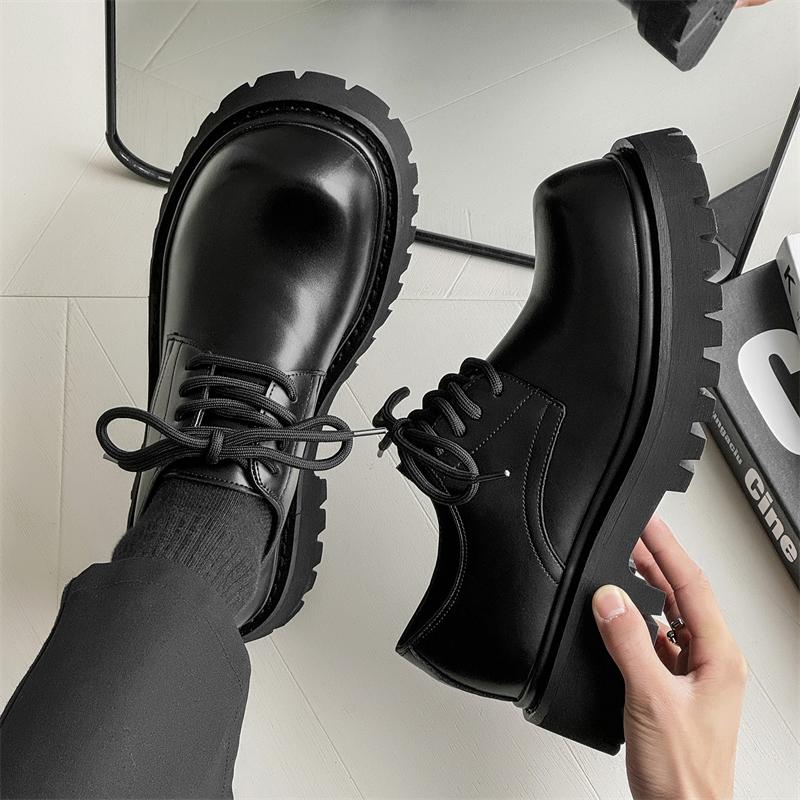 Big toe shoes for men, black derby shoes, thick soles, round - TikTok ...