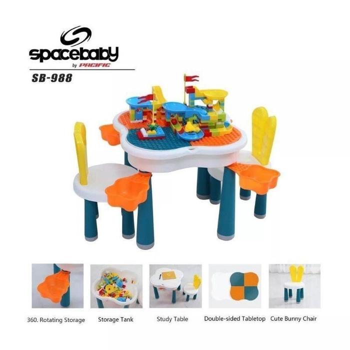 Jual Spacebaby Set Meja Kursi Mainan Blok Puzzle Bongkar Pasang 6in1 SB ...