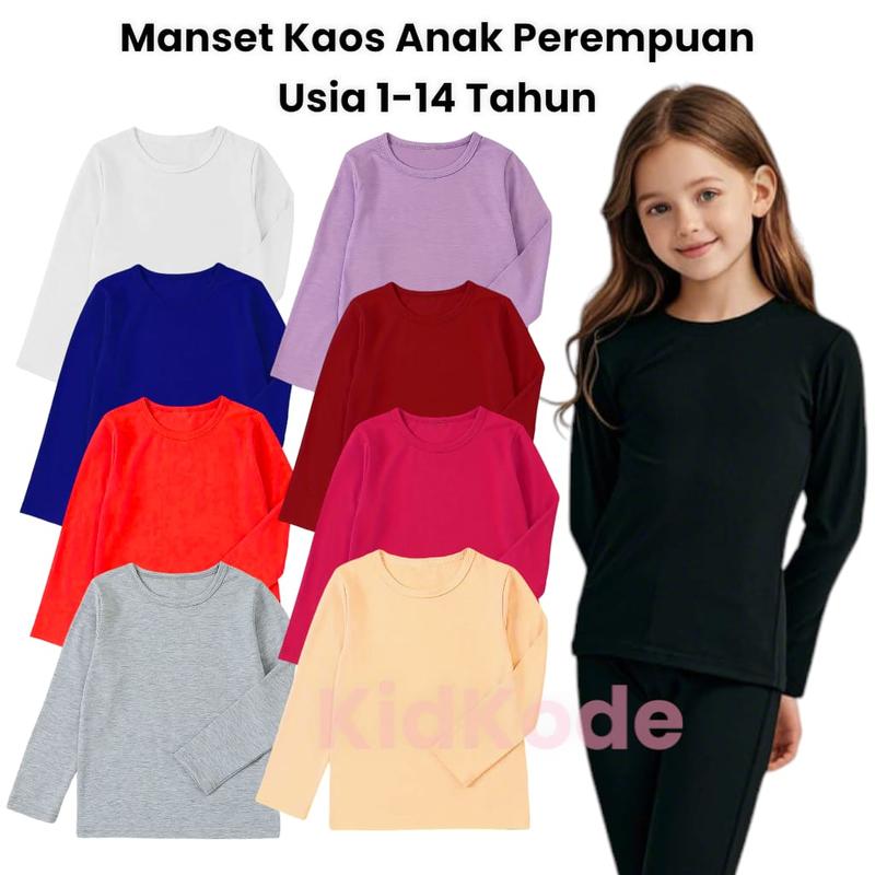 Manset Polos Anak Perempuan Usia 1-14 Tahun Kaos Manset Anak - Shop ...