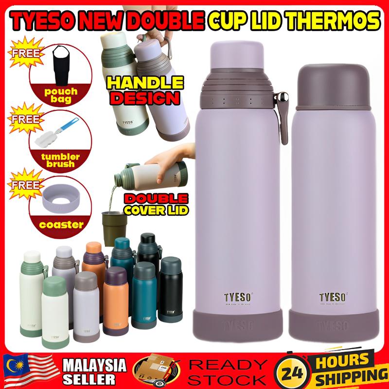 NEW TYESO Double Cover Lid Design Thermos Tumbler 600/750ml Water ...