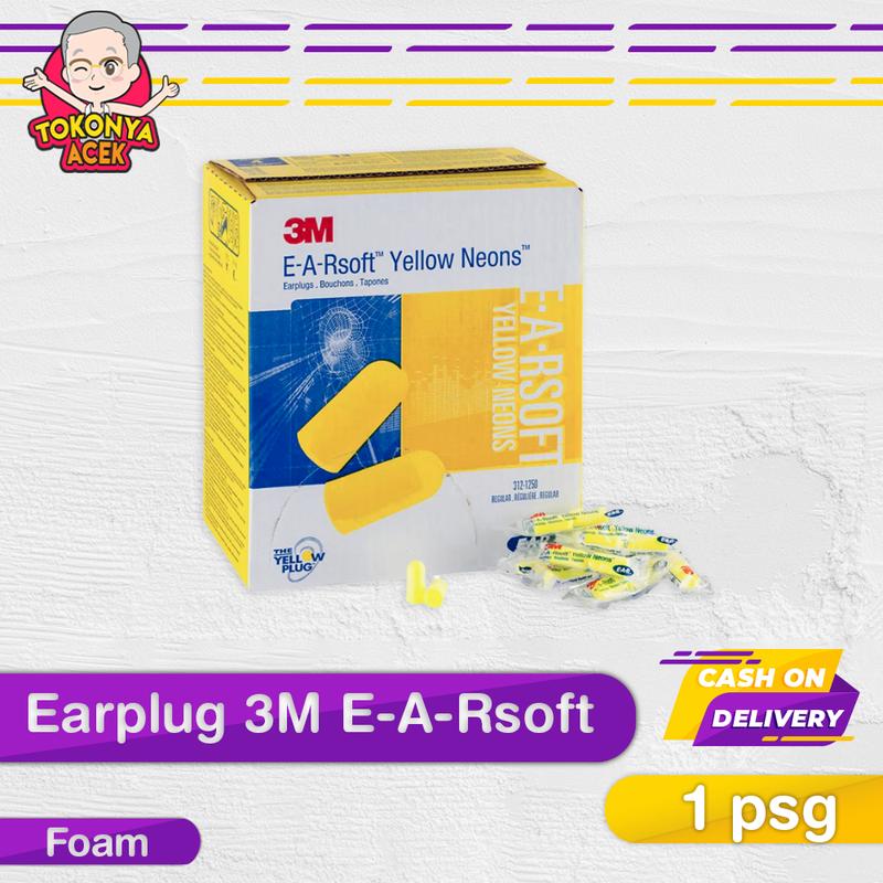 Earplug 3M Yellow E-A-Rsoft Neon Penyumbat Telinga Perpasang - Penutup ...
