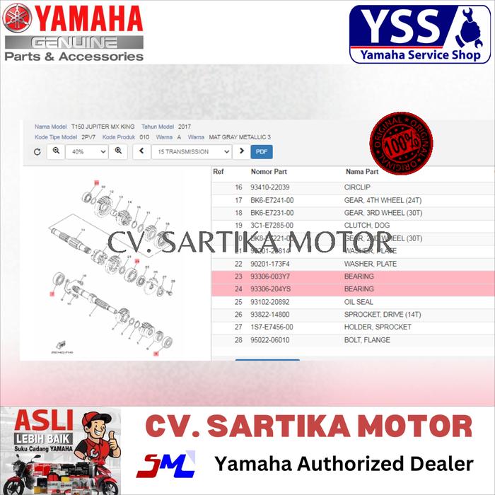 Jual BEARING RASIO TRANSMISSION SET JUPITER MX KING ORIGINAL YGP 4 ...