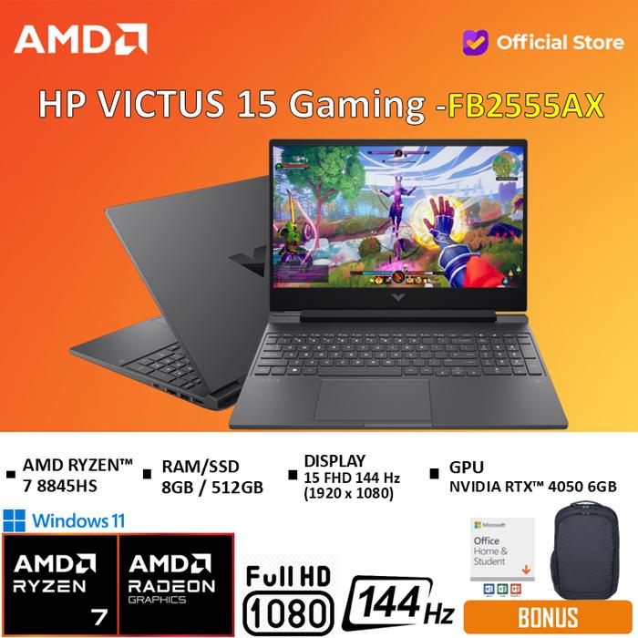 Promo HP Victus 15 Ryzen 7 8845HS RTX4050 6GB 16GB / 8GB 512GB W11+OHS ...