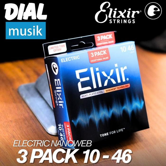 Jual Elixir 16567 /3 Pack Electric Nanoweb 10-46 / Senar Gitar Elektrik 3 Set Elixir Original ...