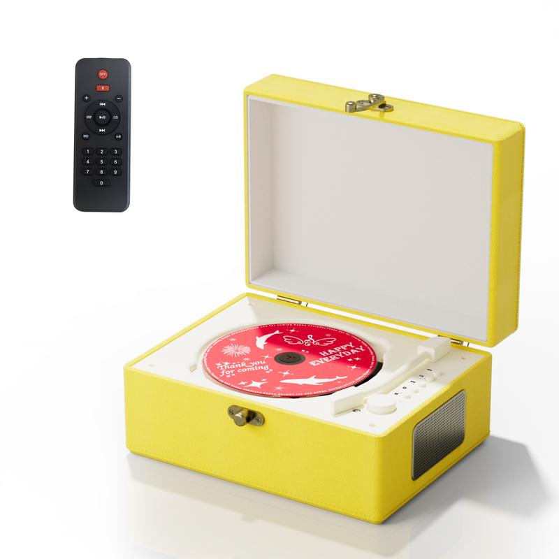 Yintiny Rechargeable Leather CD Player with Speakers; Bluetooth ...