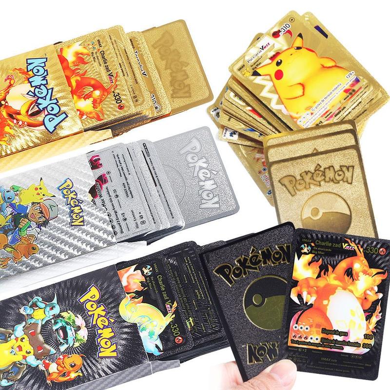 NODIA（COD）10 /50 Pcs Kartu Pokemon/Pikachu Cards /Bahan Metal/Hitam ...