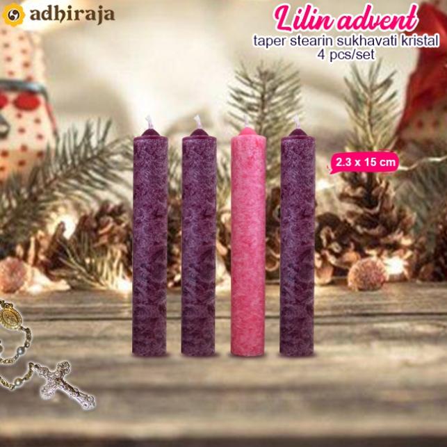 Lilin Advent Adven Doa Natal Ungu Pink Stearin Kristal Stick 15 cm ...