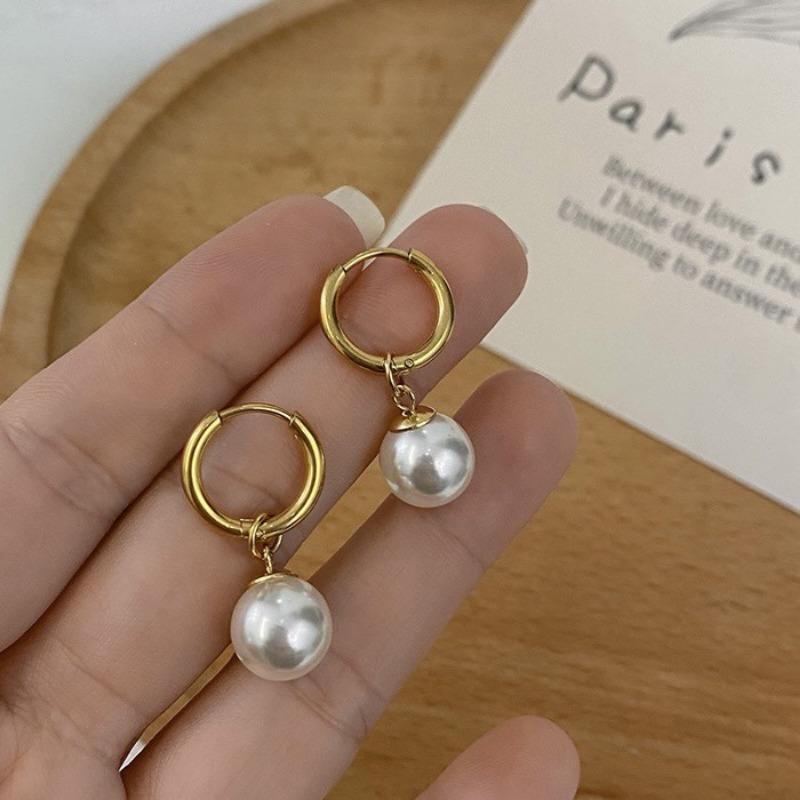 SEALOVE Pearl Earings For Women Hikaw for Girls Stainless Steel ...