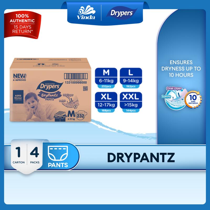Drypers DryPantz Baby Diapers M58/ L48/ XL42/ XXL36 (4 Packs) - TikTok ...