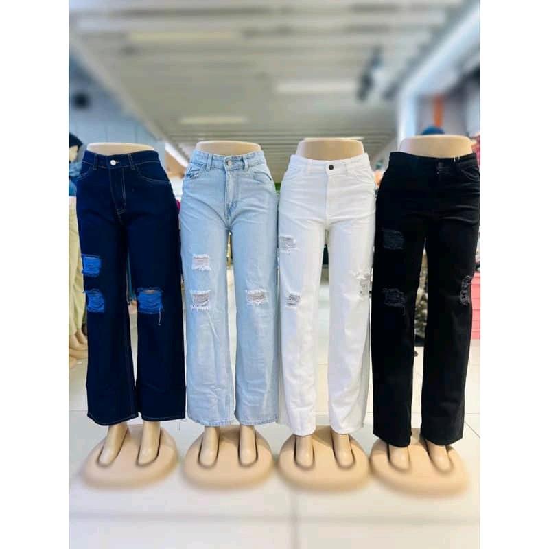 New design women's denim long plazoo koyak jeans kain tabal dan ...