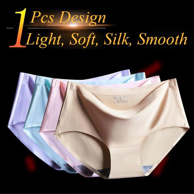 DT37 Ice Silk Seamless Underwear Middle Waist Panties Women Clothes ...