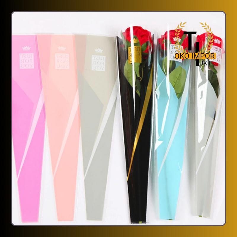 TI Plastik Bunga Mawar 1 tangkai ecer Wrapping Plastik Pembungkus ...