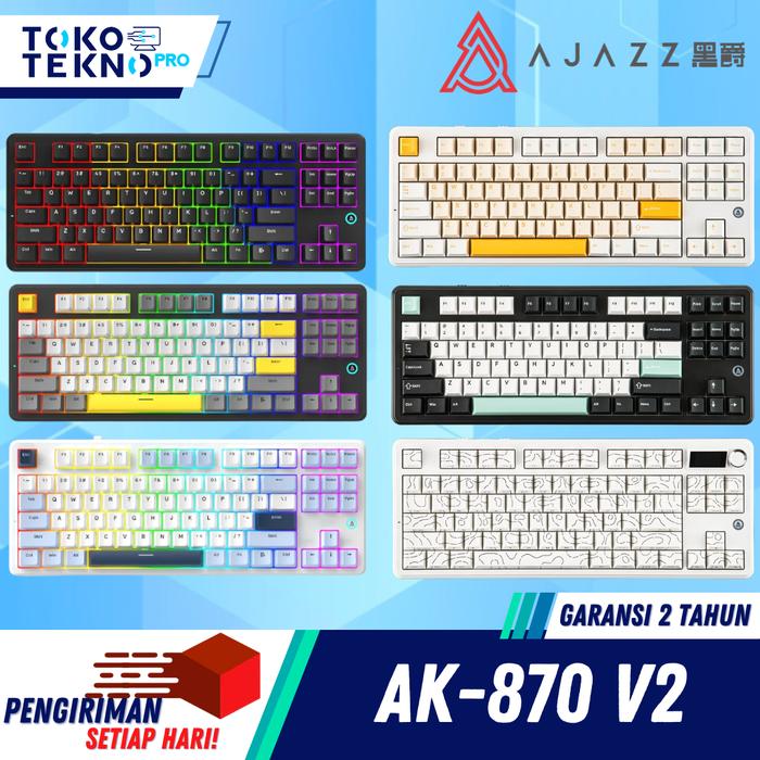 Promo Ajazz AK870 / AK-870 V2 TKL Keyboard Gaming Mechanical 3-Mode RGB ...