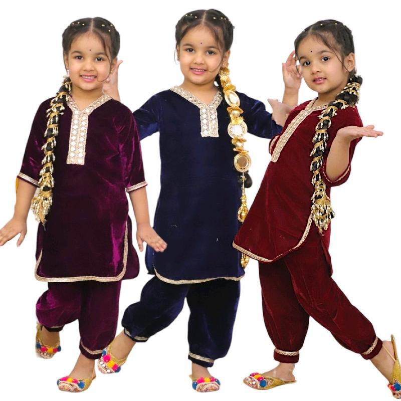 Baju Budak Perempuan Punjabi Sut Budak Kain Baldu Velvet 3 warna ...