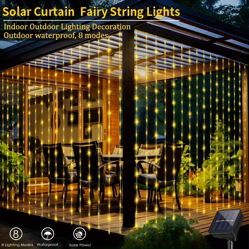 1 pack Waterproof Solar Curtain String Lights - 8 Lighting Modes ...