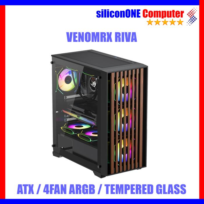 Jual VenomRX Riva ATX 4FAN ARGB PC Case Gaming Wood Style Front Panel ...