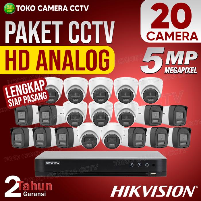 Promo PAKET CCTV ANALOG HIKVISION 5MP 32 CHANNEL 20 KAMERA - DUAL MODE ...