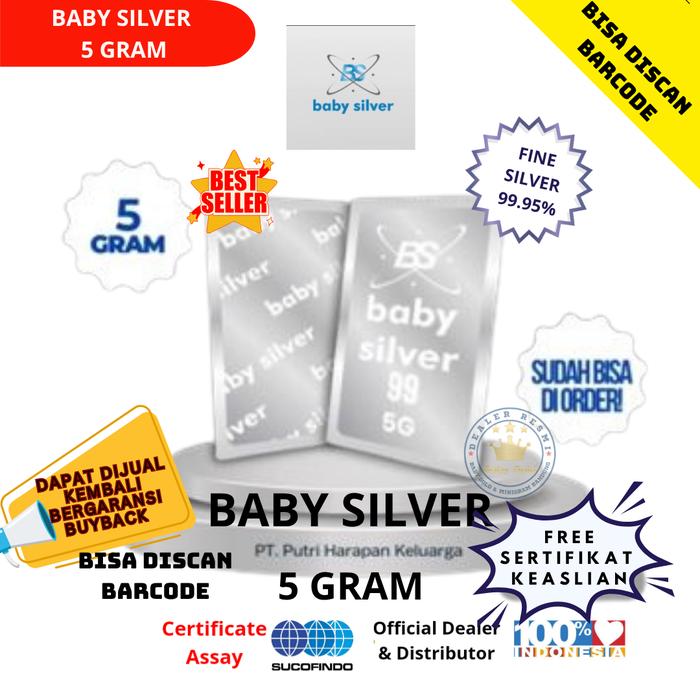 Promo Baby Silver 5 Gram Fine Silver Bar 999 Perak Batangan Asli Murni ...