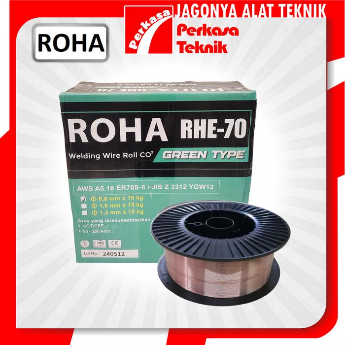 Jual ROHA RH70 Kawat Las CO2 ER70S Gas MIG Welding Wire 0,8mm/1mm 15Kg ...