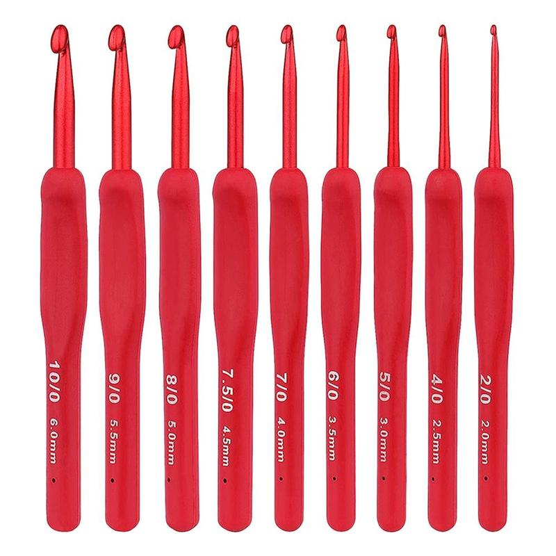 Handicraft Red Crochet Hooks Aluminum Soft Knitting Needles Crocheting ...