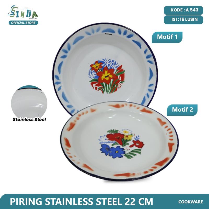Piring Enamel Jadul Motif Bunga/Piring Seng Enamel Ukuran 22cm & 20cm ...