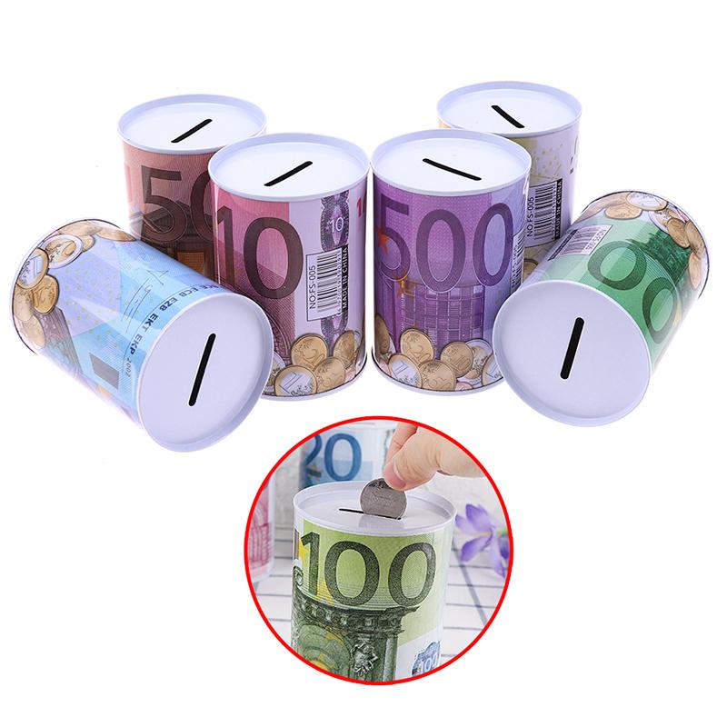 1pc Euro Dollar Money Box Safe Cylinder Piggy Bank Banks For - TikTok ...