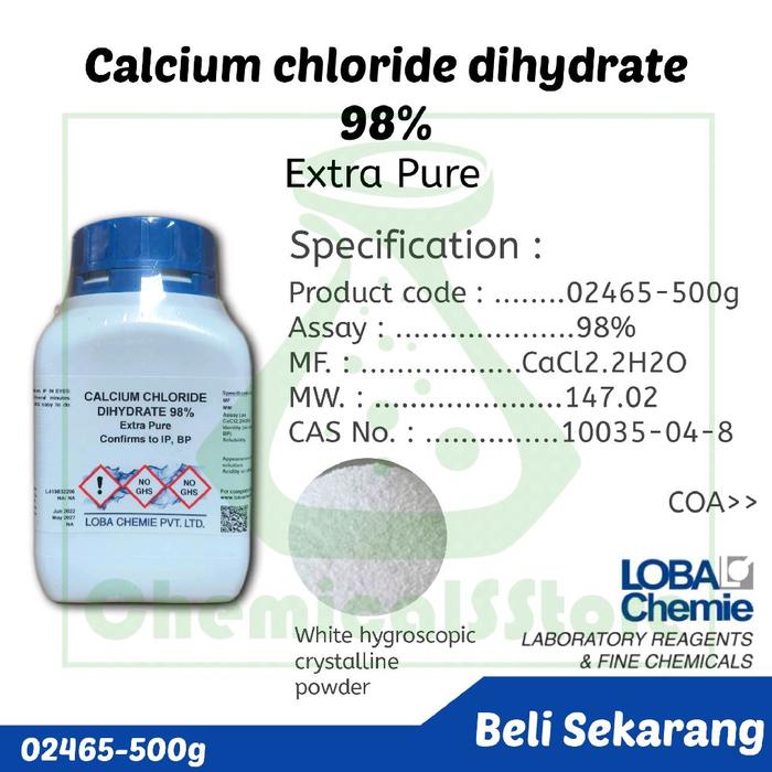 Jual Calcium chloride dihydrate | CaCl2.2H2O | Extra pure Loba Chemie ...