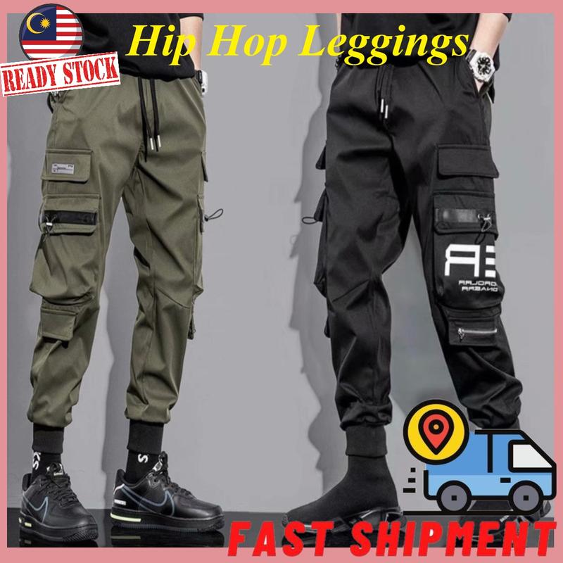 Seluar Kargo Hitam untuk Lelaki, Gaya Hip Hop, Saiz Besar, Potongan ...