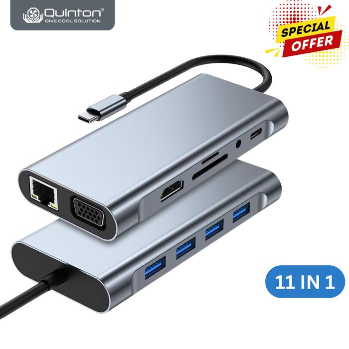 Promo Quinton USB C Hub 11 in 1 multifungsi,Type c PD ,USB 3.0 , USB 2. ...