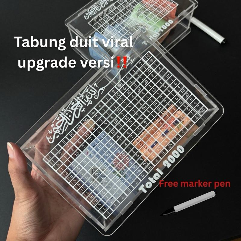 Tabung duit BISMILLAH Acrylic premium Design Model Reusable Lutsinar ...