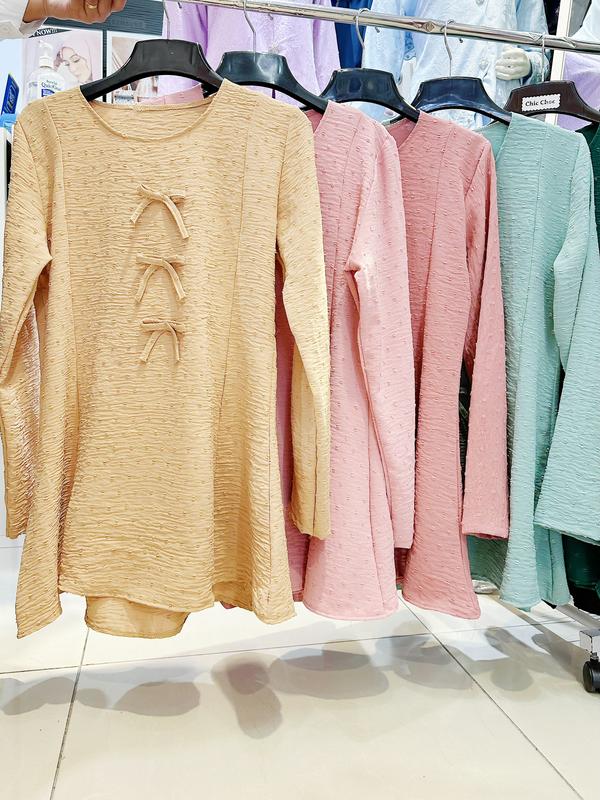 RINA CASUAL RIBBON WOMEN LONG SLEEVE BLOUSE CEY CREPE T31 - TikTok Shop ...