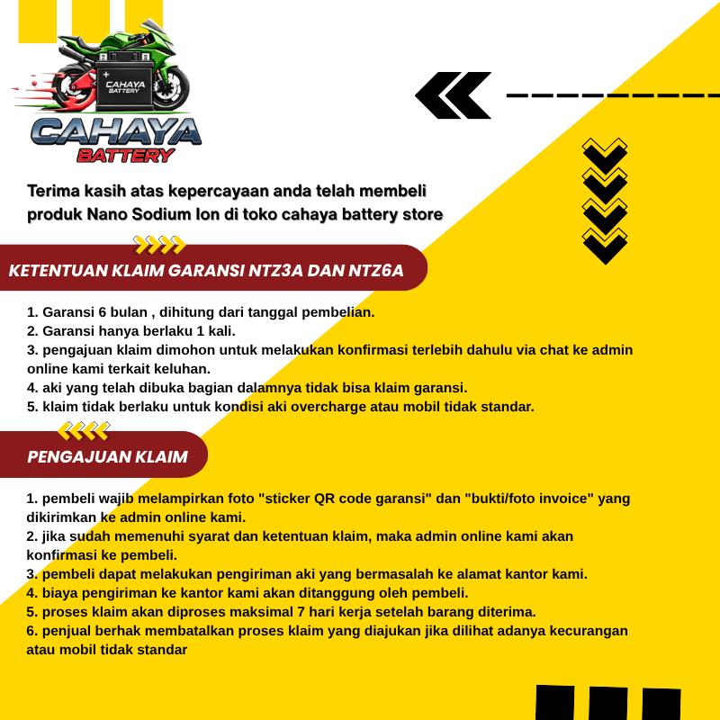 NANO BATTERY Aki Motor GTZ6V Sodium Ion Battery NTZ6A 12V 62wh Beat ...