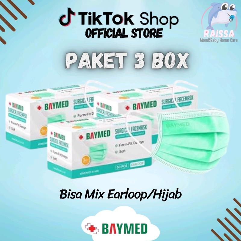 [PAKET 3 BOX] Masker Medis Isi 50 Hijab Earloop Baymed 3 Lapis - Shop ...