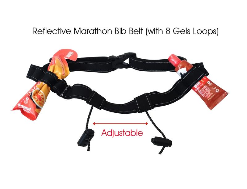Race Bib Belt / Race Belt / Bib Holder (Reflective & 8 Gels Loop ...