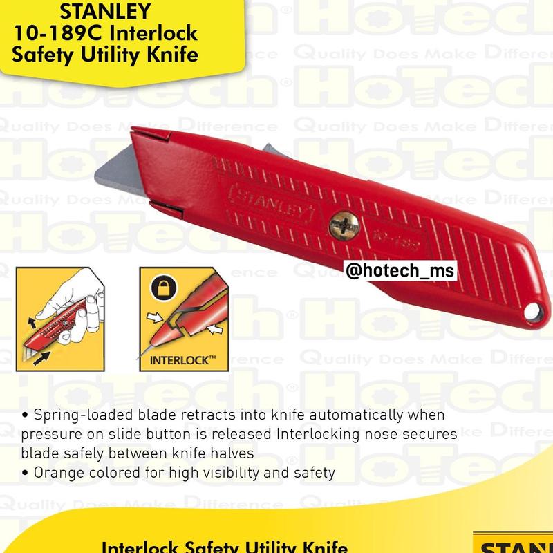 STANLEY Pisau Interlock 10-189C Safety Utility Knife dengan Blade ...