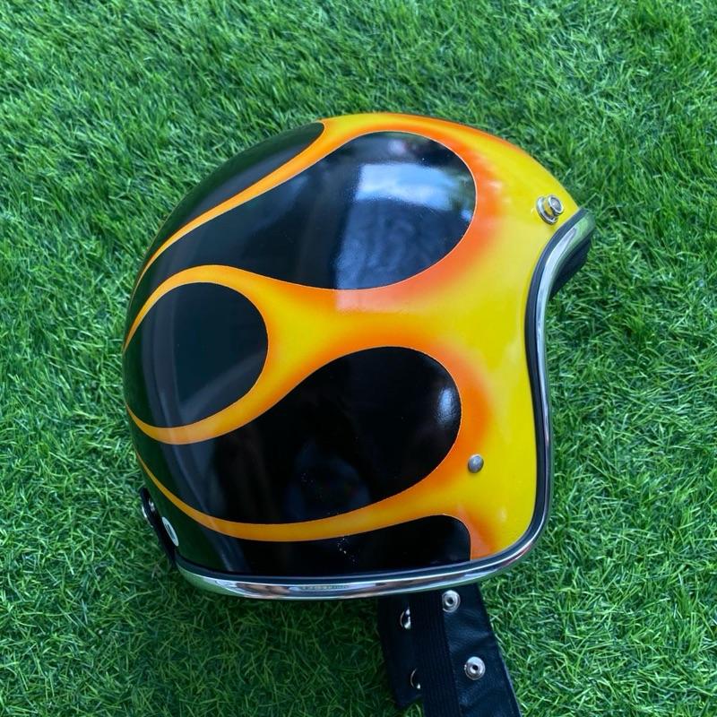 Helm Slimhead Motif Api Orange Airbrush Motorcycle - Shop | Tokopedia