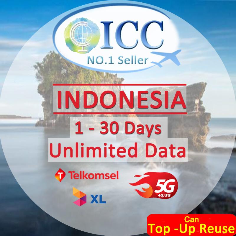 ICC SIM Card - Indonesia 3-30 Days Unlimited Data (Telkomsel/XL/Indosat ...