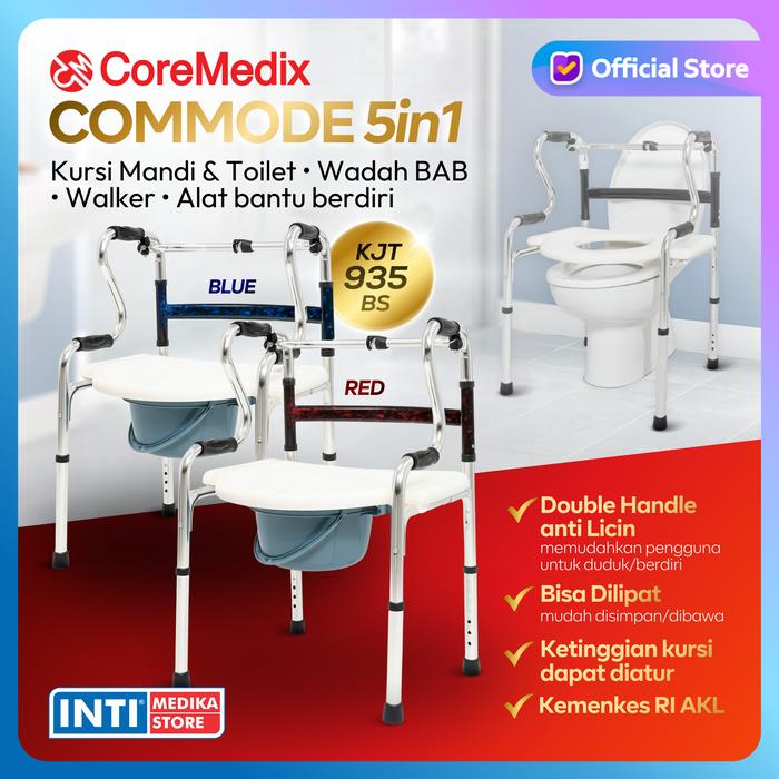 Promo COREMEDIX - Shower + Commode Chair + Walker 5in1 KJT 935 BS ...