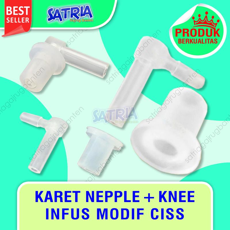 10 Pasang - Knee L+Karet Nepple (mata itik) CISS Infus, Printer - Shop ...