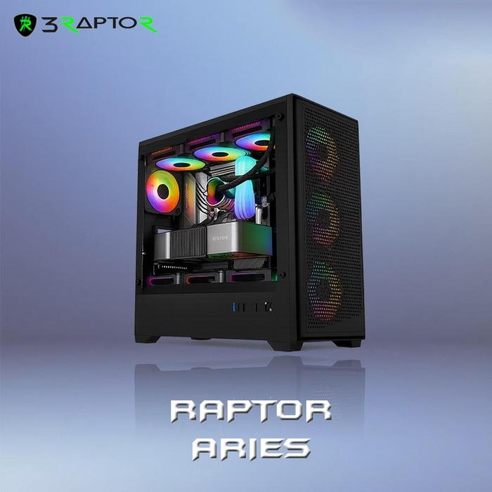 Promo Raptor Aries Casing Komputer Gaming E-ATX Include 3 Fan Case RGB ...