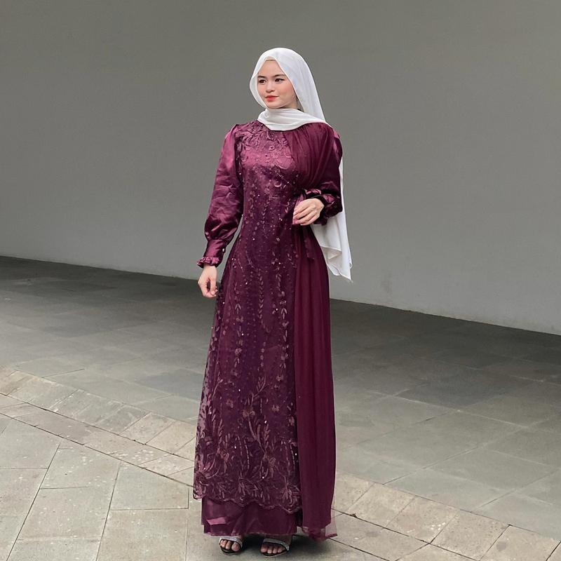 Gamis brokat 2025 model baru Kinar Dress Kondangan Terbaru Bahan - Shop ...