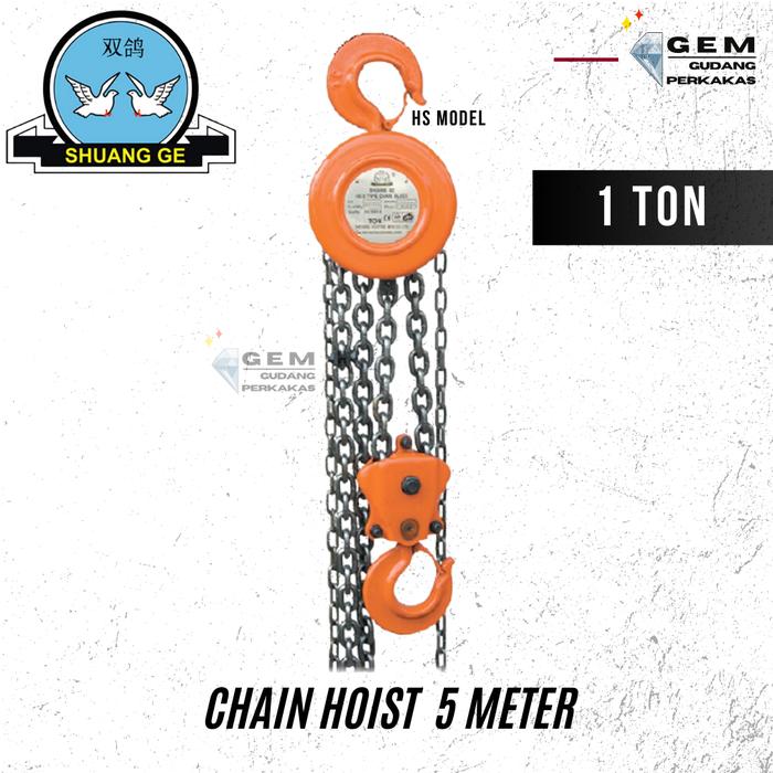 Jual Takel Shuang Ge 5METER Chain Hoist Chain Block/Katrol Model Hs 1 ...